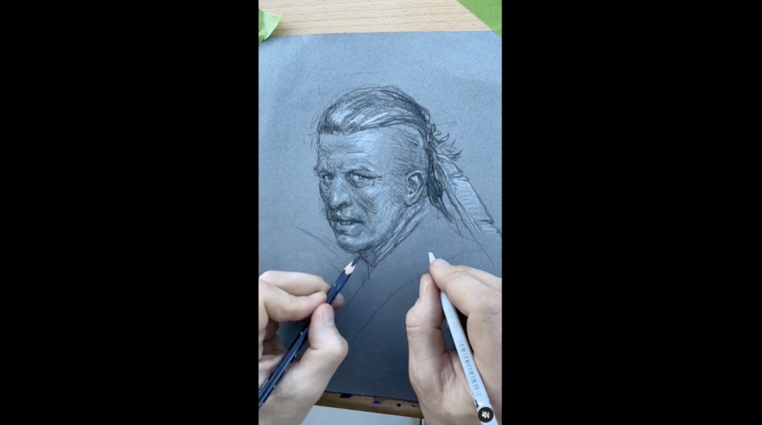 Watch Pro Artist Karl Kopinksi Draw With Both Hands at the Same Time